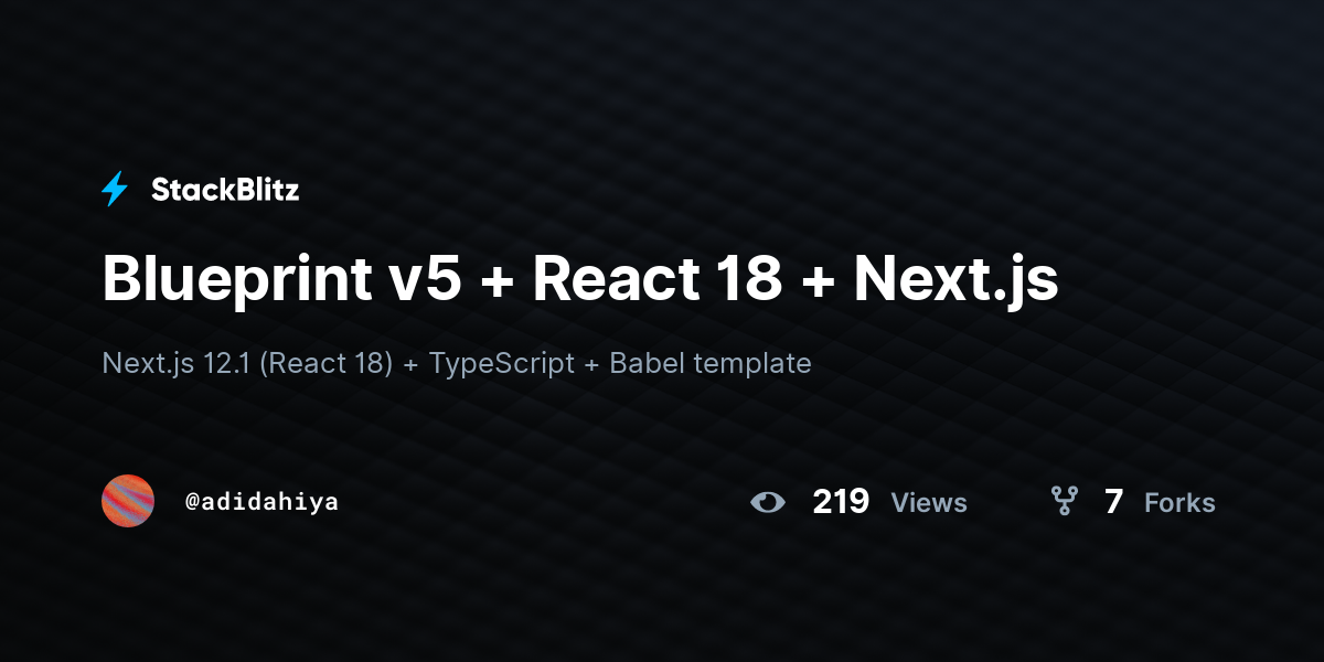 Blueprint v5 + React 18 + Next.js - StackBlitz