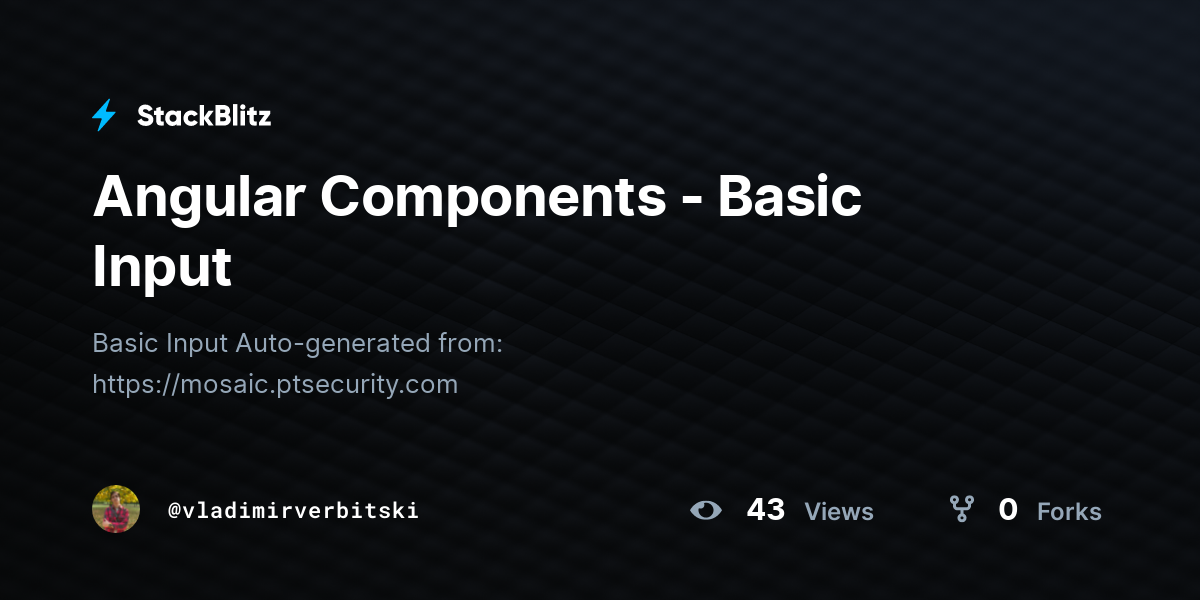 Angular Components - Basic Input - StackBlitz