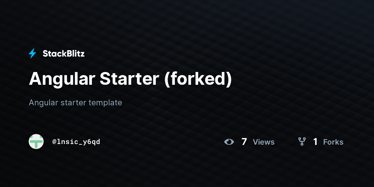 Angular Starter Forked Stackblitz