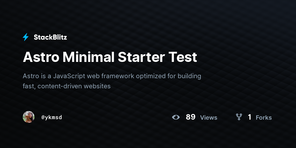 Astro Minimal Starter Test Stackblitz