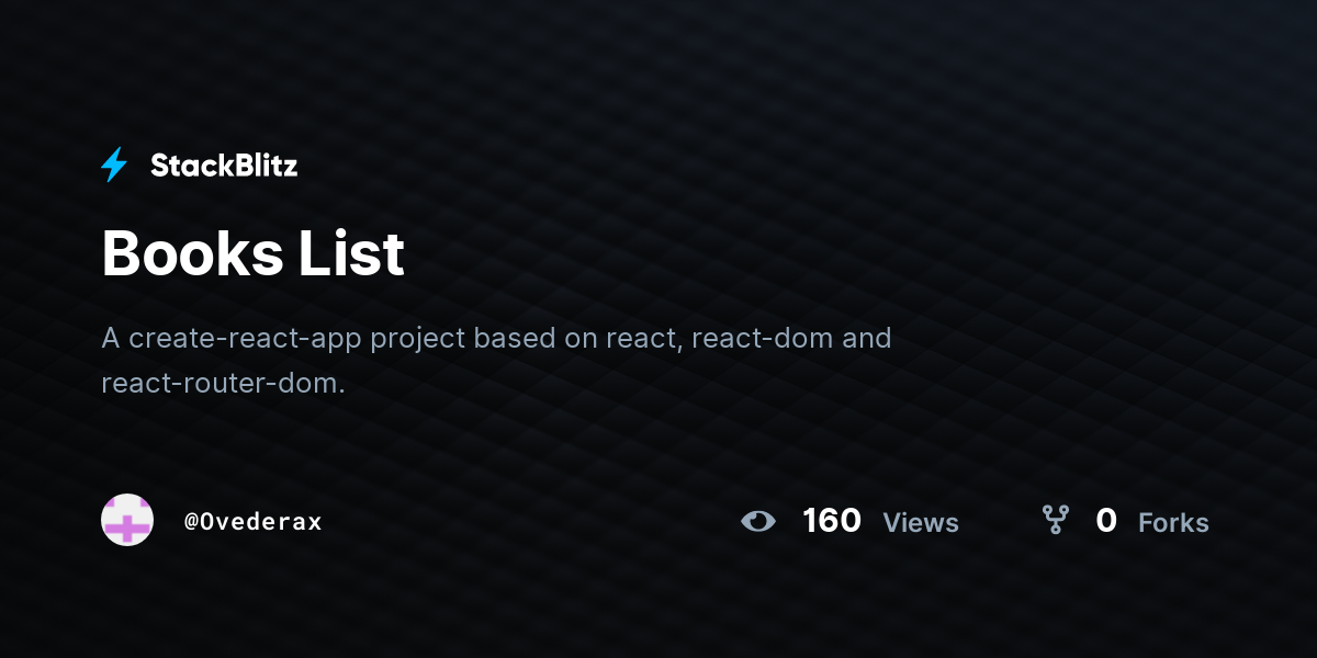 Books List - StackBlitz