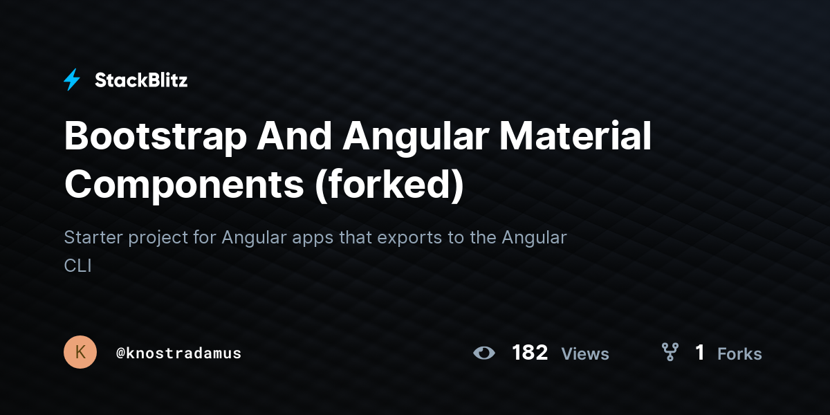 Bootstrap And Angular Material Components (forked) - StackBlitz