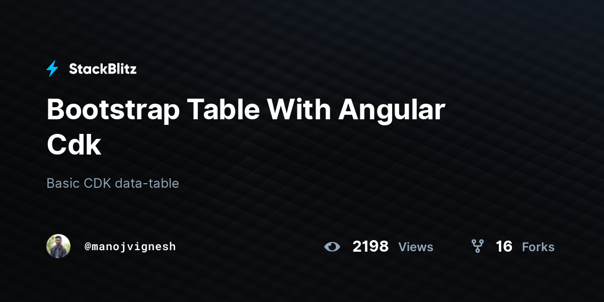 Bootstrap Table With Angular Cdk - StackBlitz