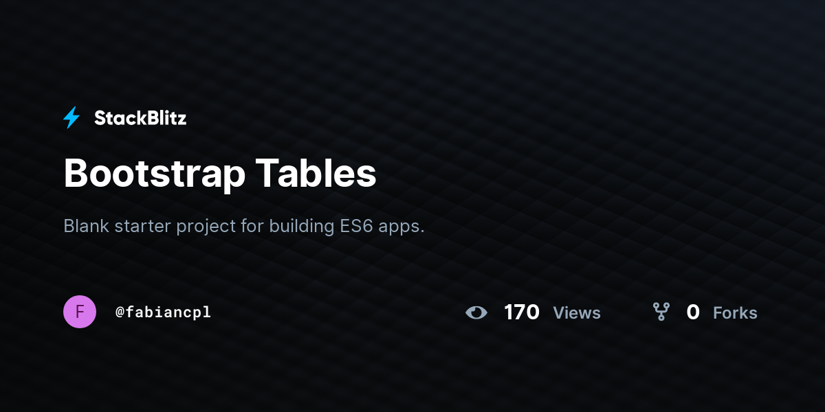 Bootstrap Tables - StackBlitz