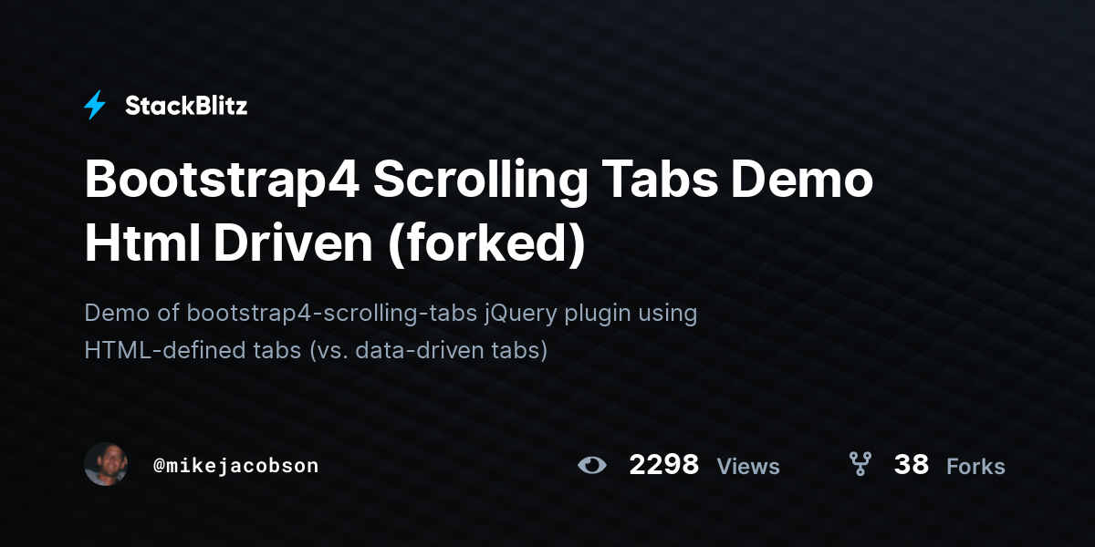 Bootstrap4 Scrolling Tabs Demo Html Driven (forked) - StackBlitz