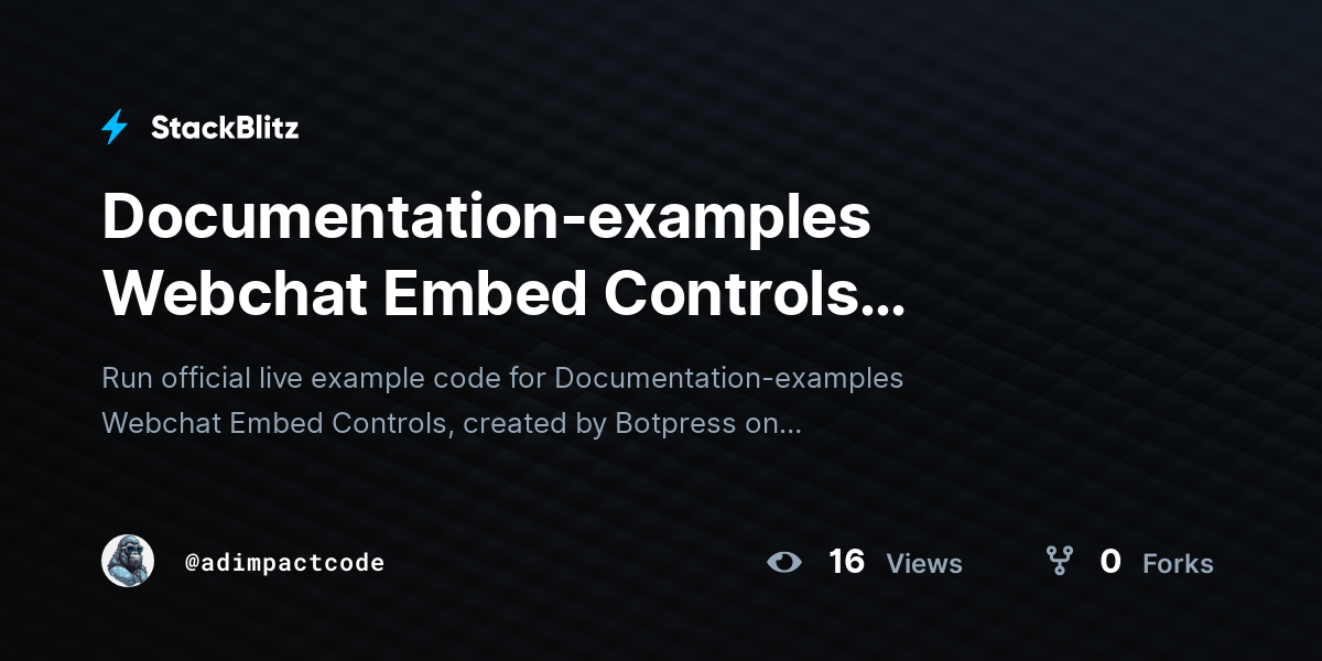 Documentation-examples Webchat Embed Controls Example (forked) - StackBlitz