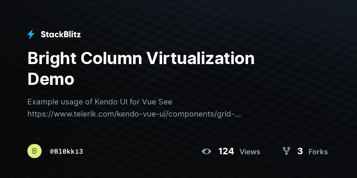 Bright Column Virtualization Demo - StackBlitz