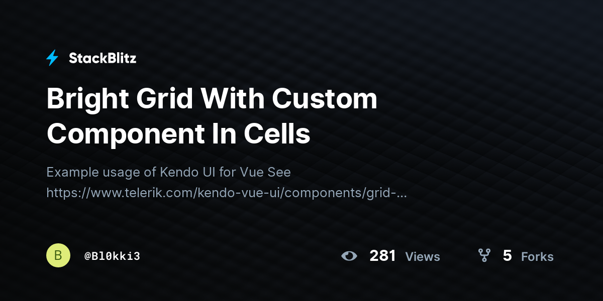Bright Grid With Custom Component In Cells - StackBlitz