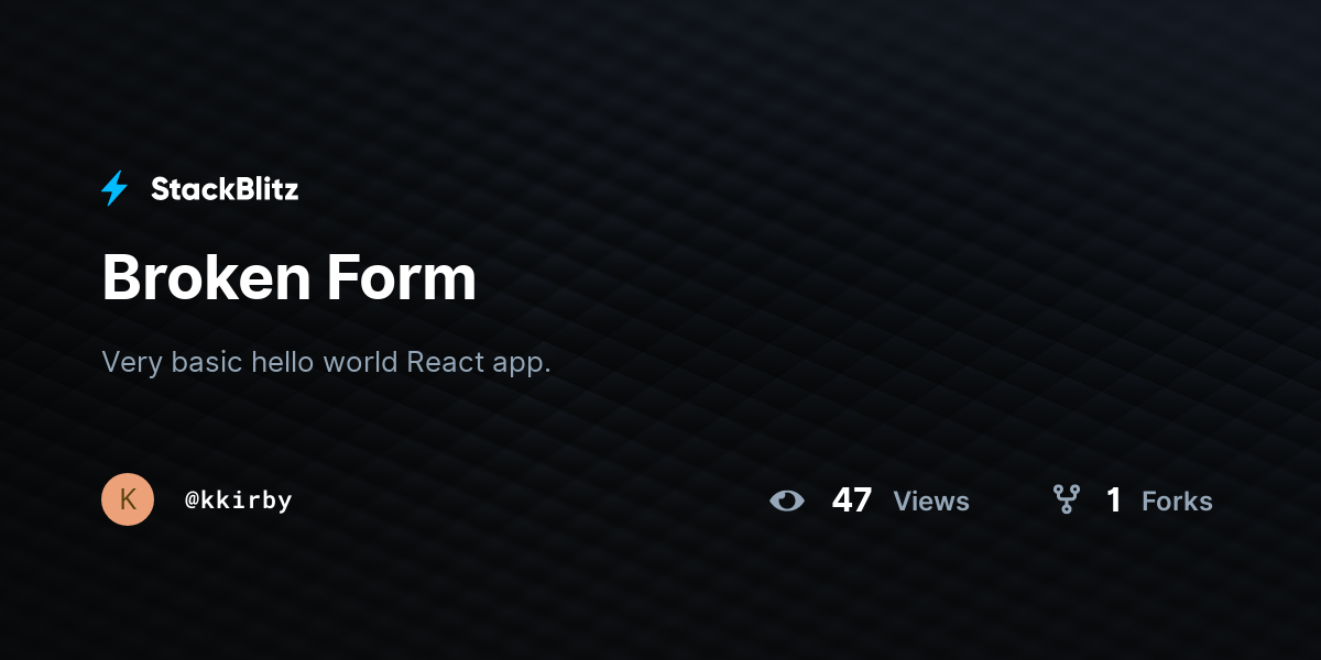 Broken Form - StackBlitz