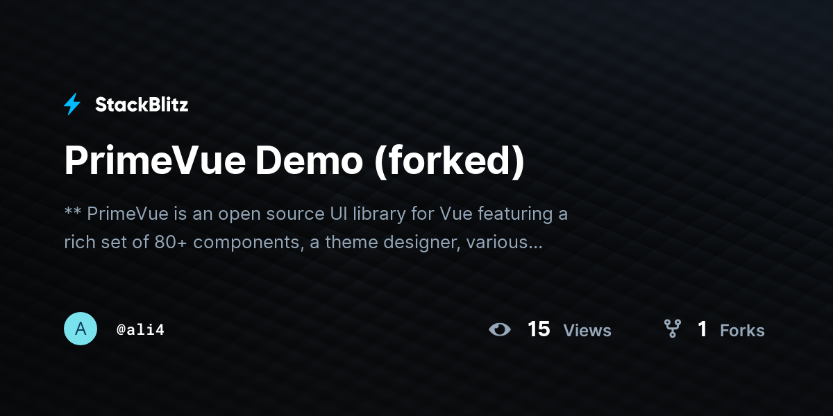 PrimeVue Demo (forked) - StackBlitz