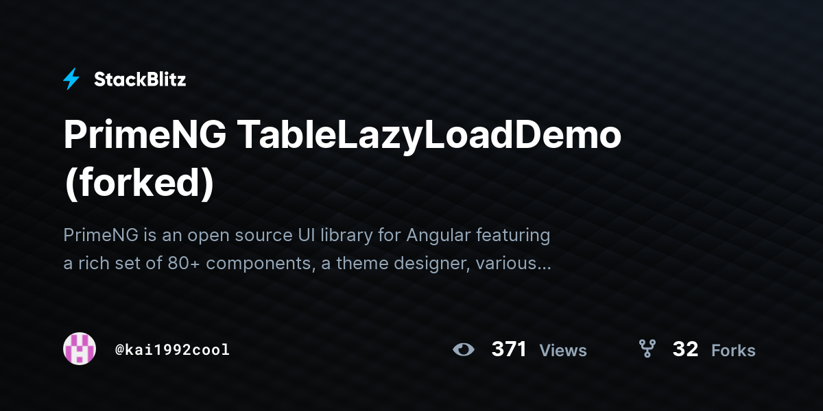 PrimeNG TableLazyLoadDemo (forked) - StackBlitz
