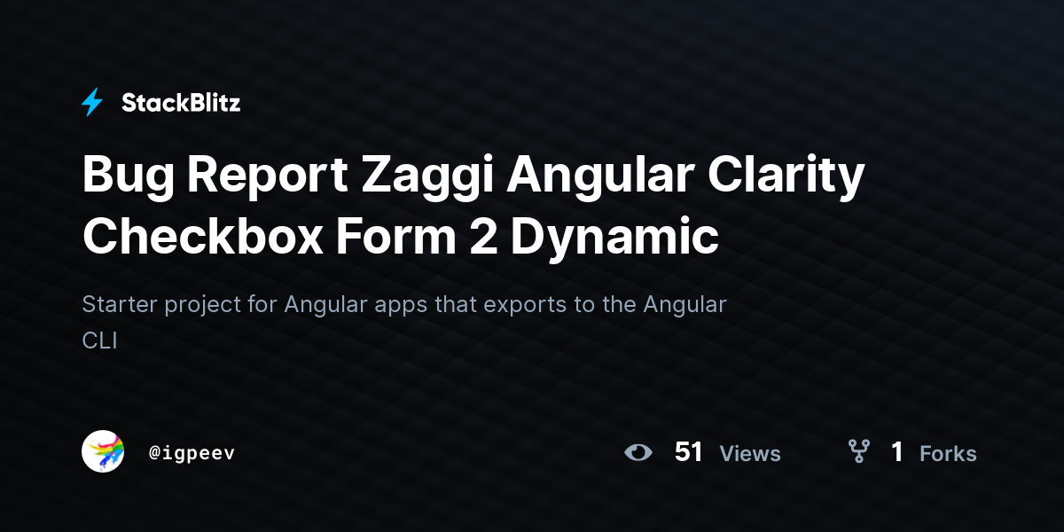 Bug Report Zaggi Angular Clarity Checkbox Form 2 Dynamic - StackBlitz