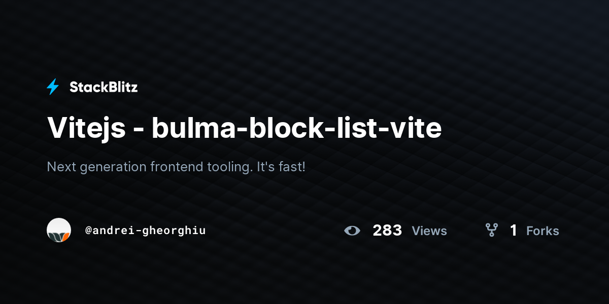 Vitejs Bulma Block List Vite Stackblitz