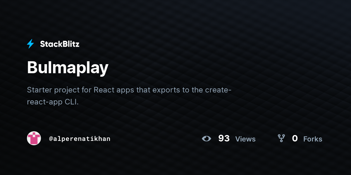 Bulmaplay - StackBlitz