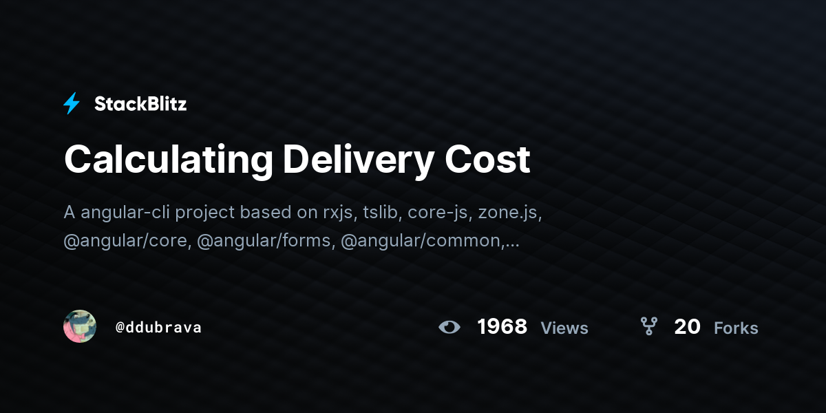 Calculating Delivery Cost - StackBlitz