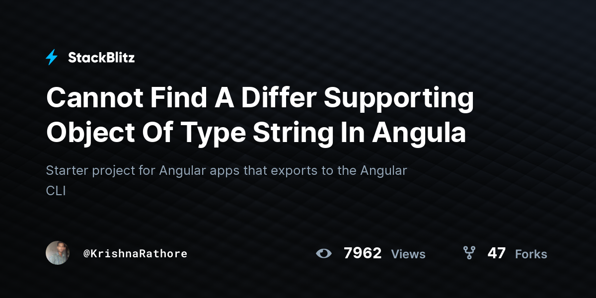 Cannot Find A Differ Supporting Object Of Type String In Angula - StackBlitz