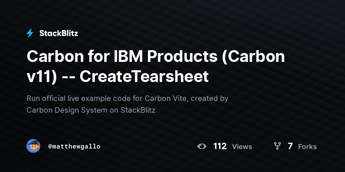 Carbon for IBM Products (Carbon v11) -- CreateTearsheet - StackBlitz