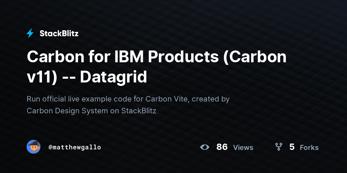 Carbon for IBM Products (Carbon v11) -- Datagrid - StackBlitz