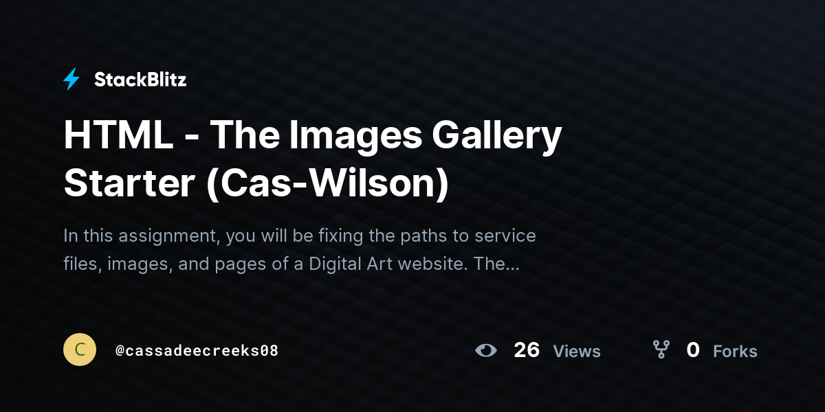 HTML - The Images Gallery Starter (Cas-Wilson) - StackBlitz