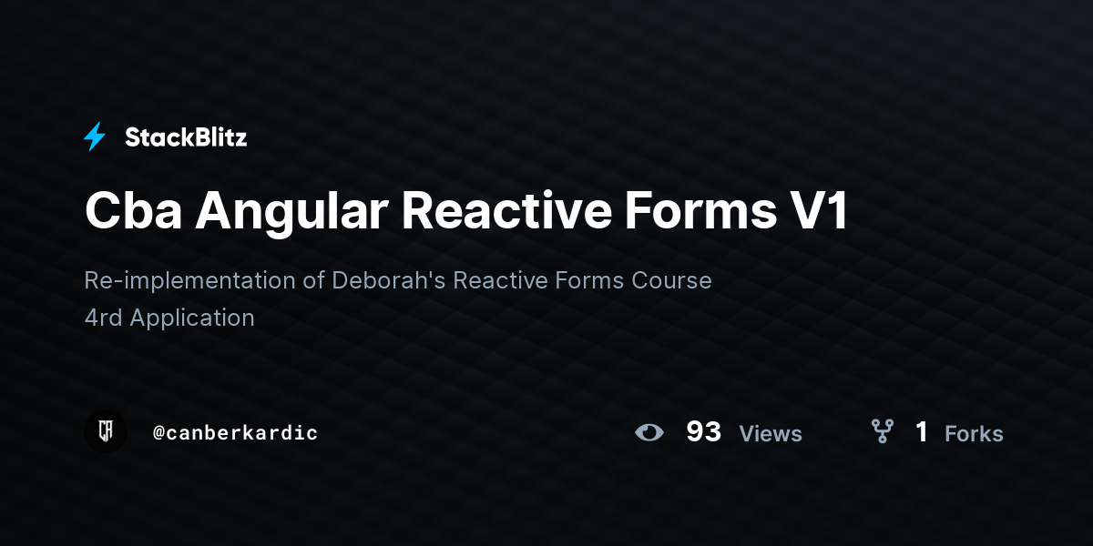 Cba Angular Reactive Forms V1 - StackBlitz