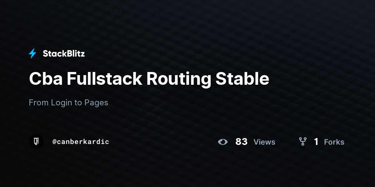 Cba Fullstack Routing Stable - StackBlitz