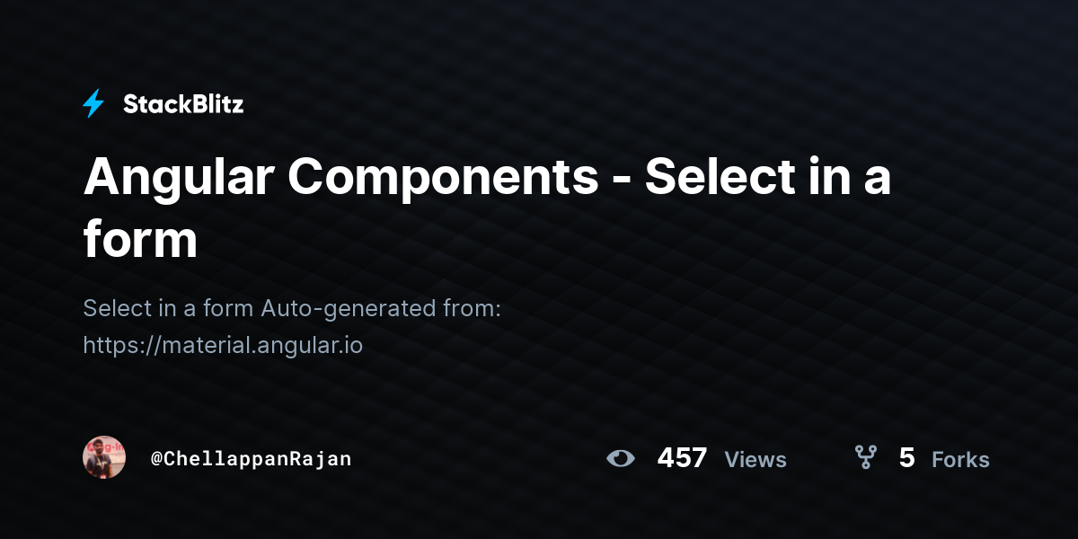 Angular Components - Select in a form - StackBlitz