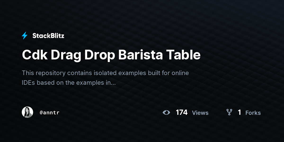 Cdk Drag Drop Barista Table Stackblitz