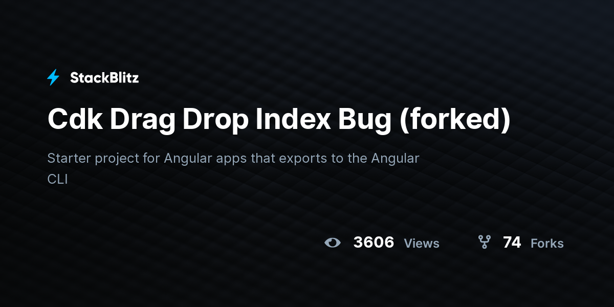 Cdk Drag Drop Index Bug (forked) - StackBlitz