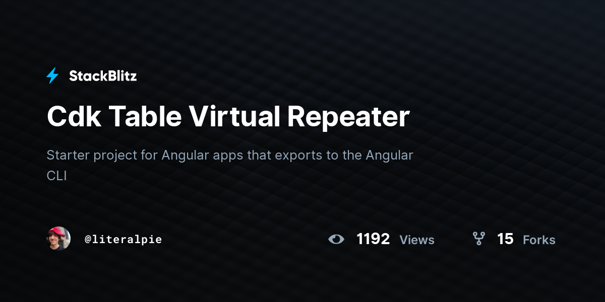 Cdk Table Virtual Repeater - StackBlitz
