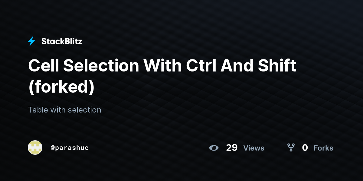 Cell Selection With Ctrl And Shift (forked) - StackBlitz
