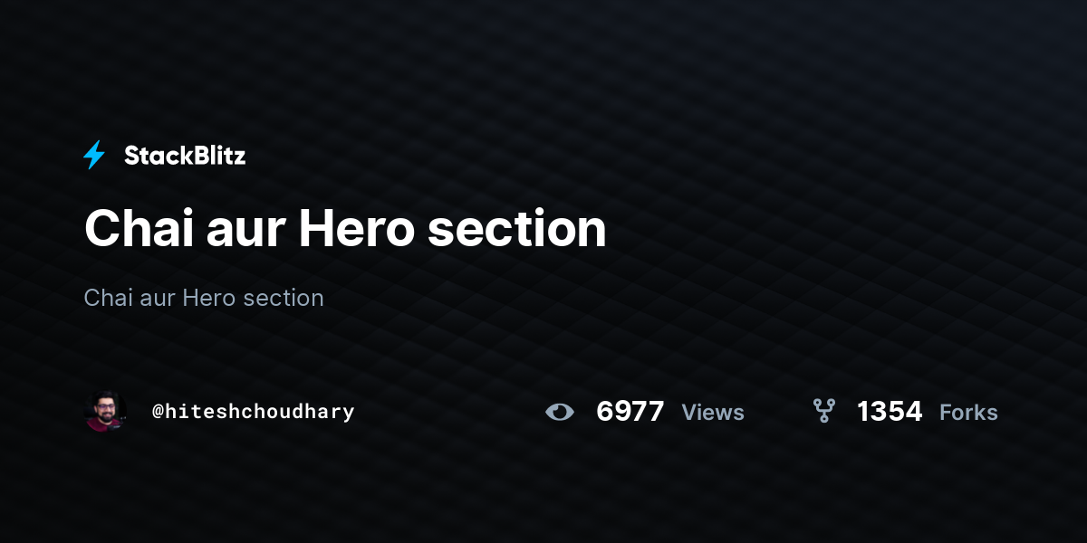 Chai aur Hero section - StackBlitz