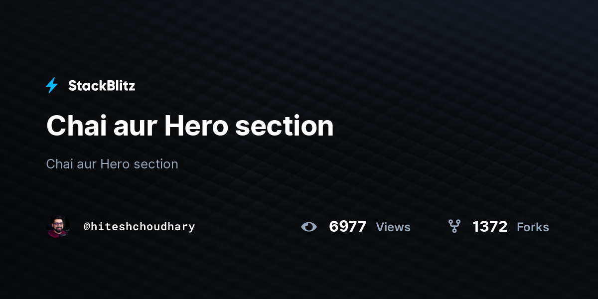 Chai aur Hero section - StackBlitz