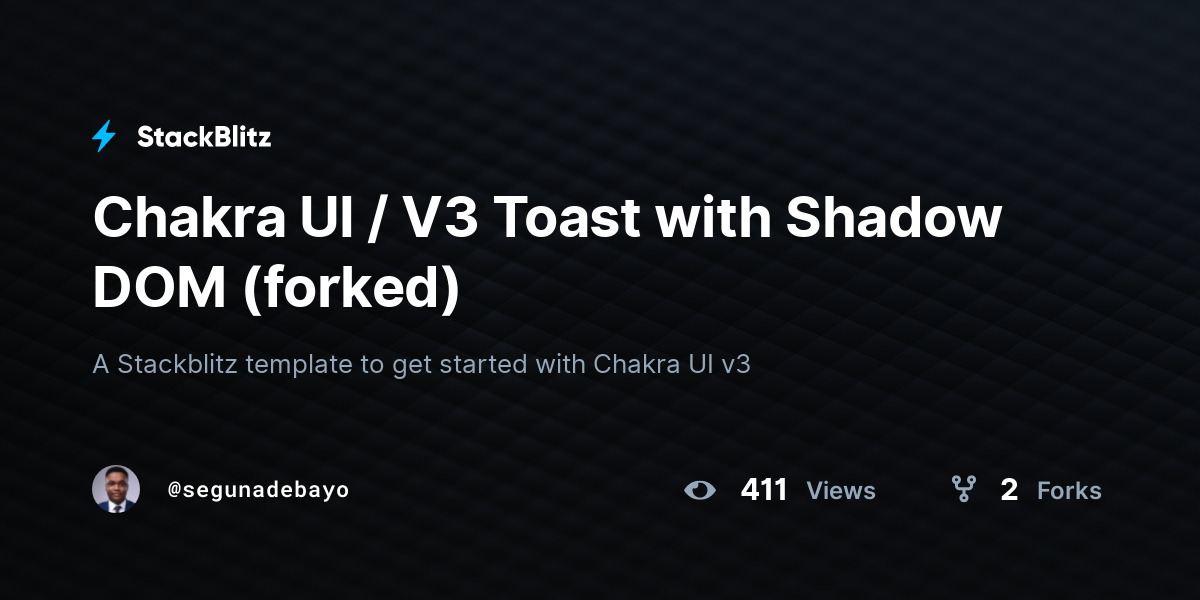 Chakra UI / V3 Toast with Shadow DOM (forked) - StackBlitz