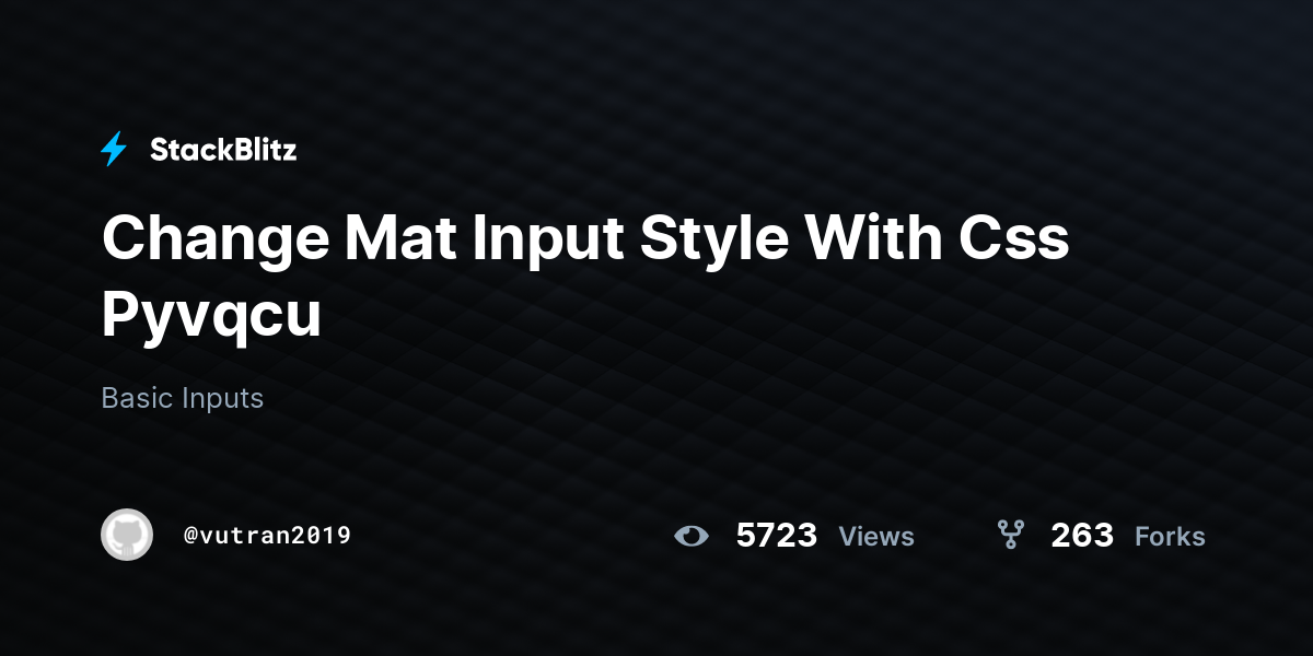 Change Mat Input Style With Css Pyvqcu - StackBlitz