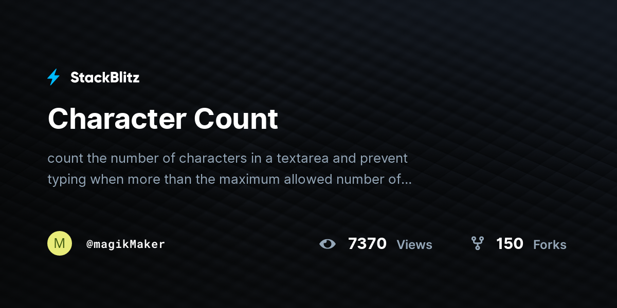 Character Count - StackBlitz