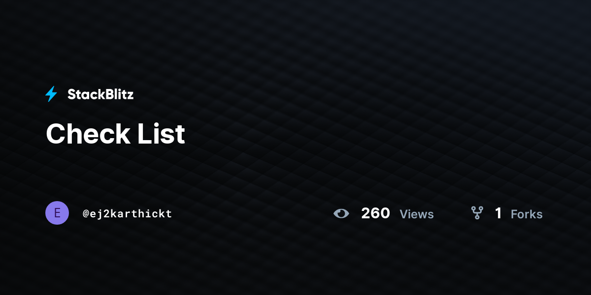 Check List - StackBlitz