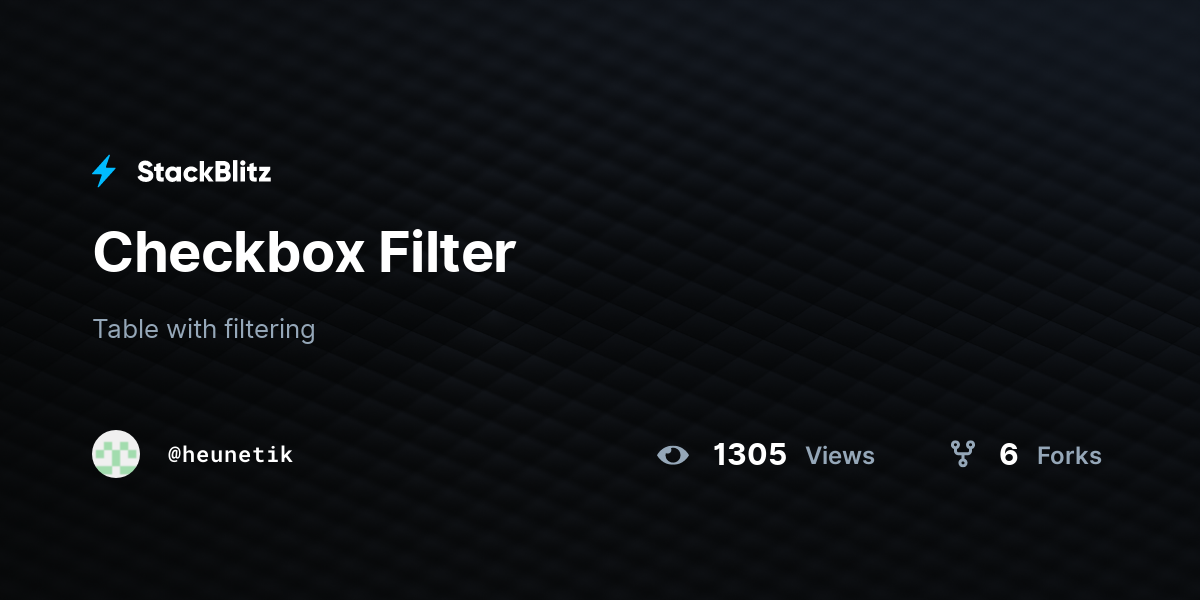 Checkbox Filter - StackBlitz