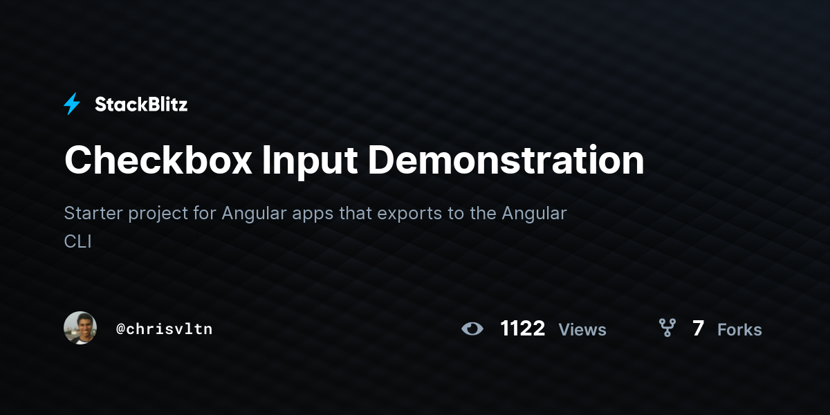 Checkbox Input Demonstration - StackBlitz