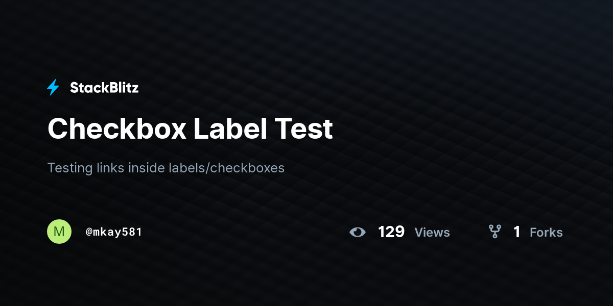 Checkbox Label Test - StackBlitz