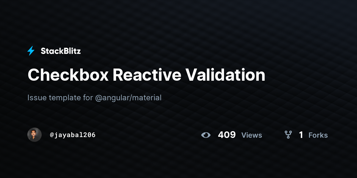 Checkbox Reactive Validation - StackBlitz