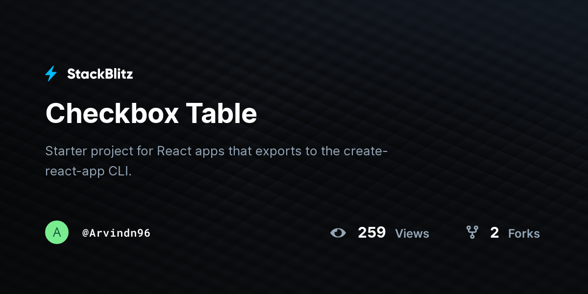 Checkbox Table - StackBlitz
