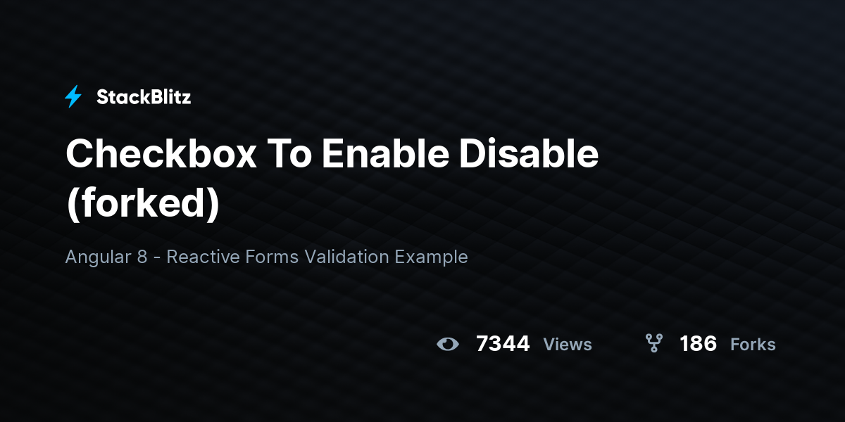 Checkbox To Enable Disable (forked) - StackBlitz