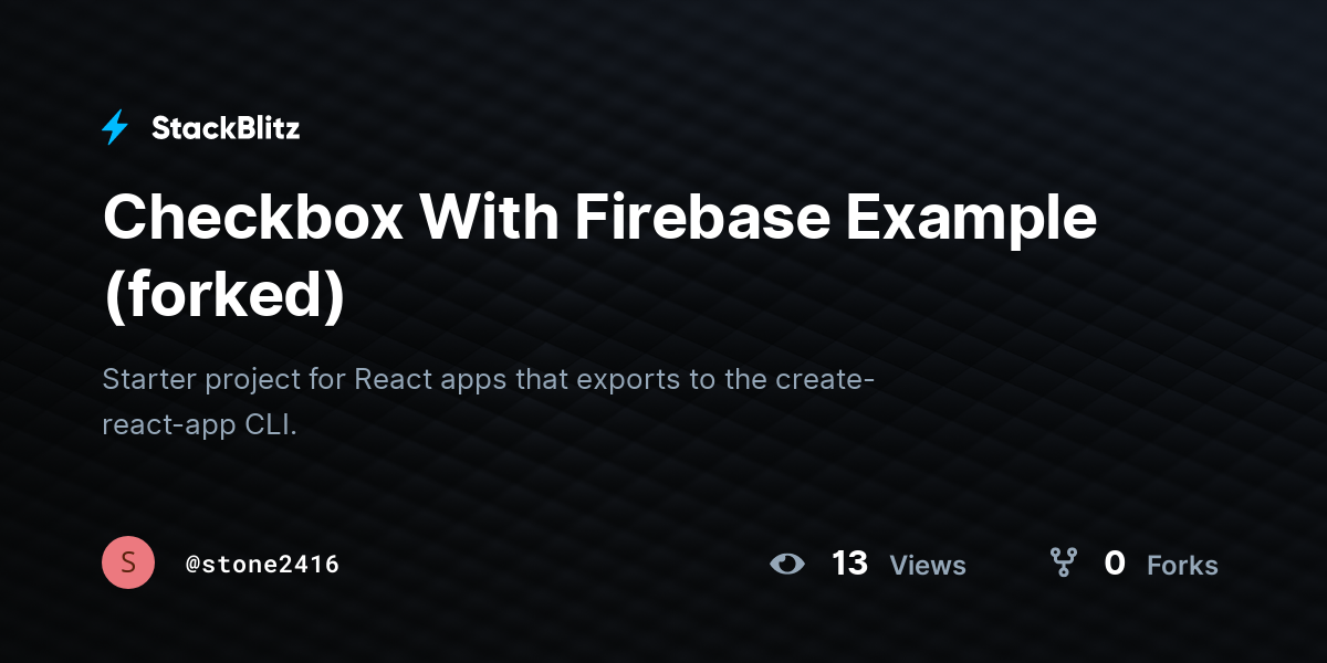 Checkbox With Firebase Example (forked) - StackBlitz