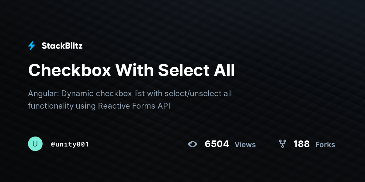 Checkbox With Select All - StackBlitz