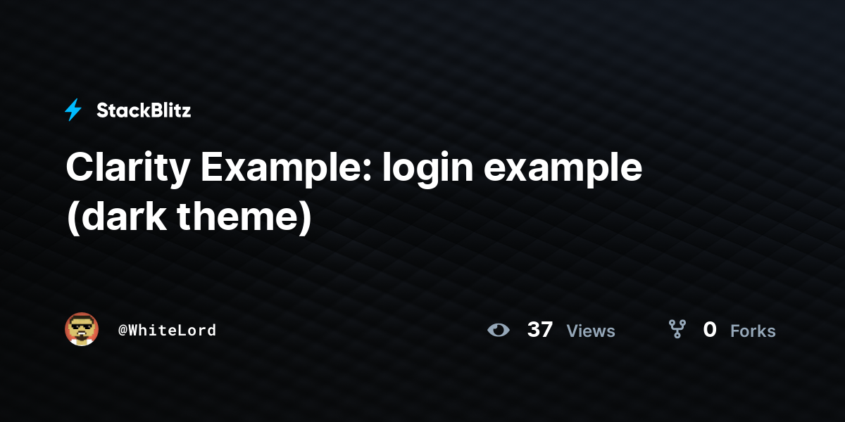 Clarity Example: login example (dark theme) - StackBlitz