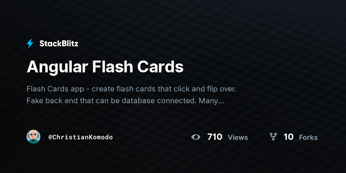Angular Flash Cards - StackBlitz
