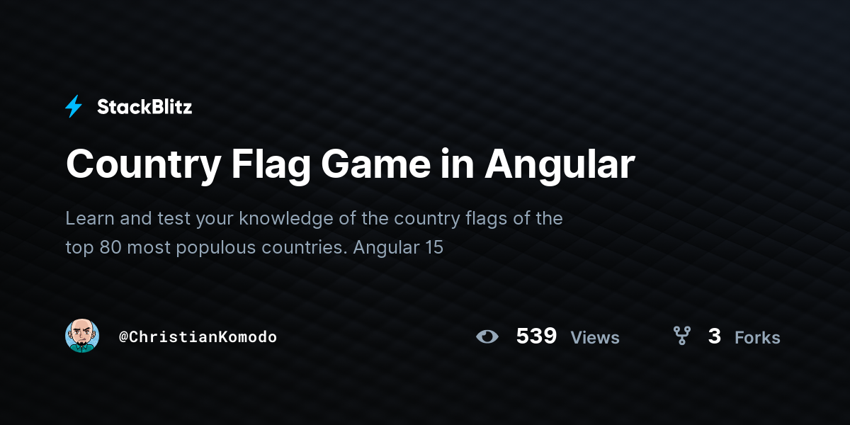 Country Flag Game in Angular - StackBlitz