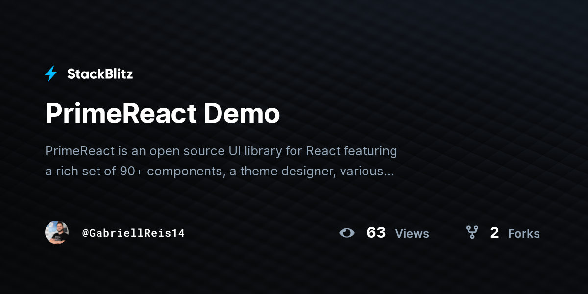 PrimeReact Demo - StackBlitz