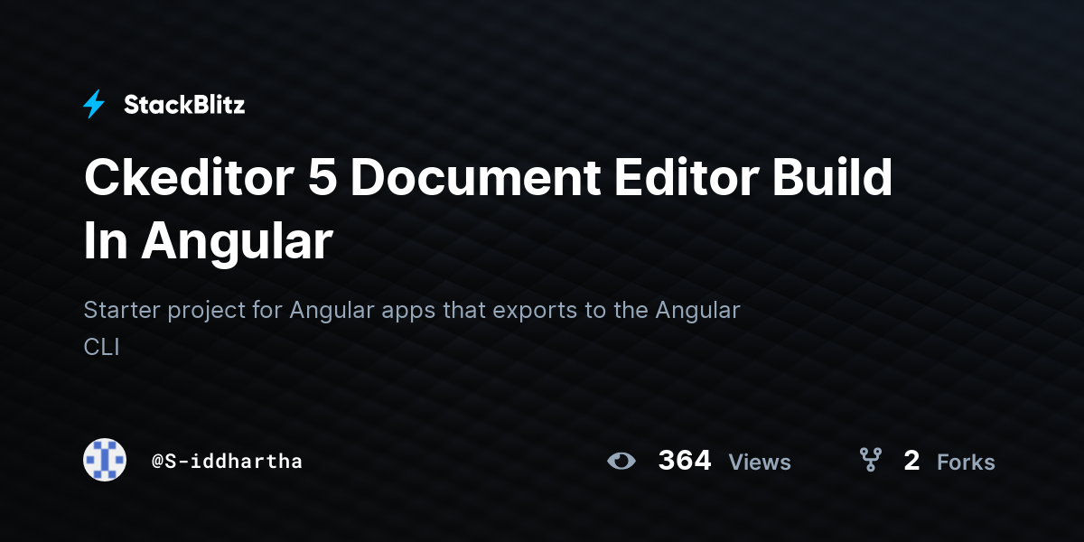 Ckeditor 5 Document Editor Build In Angular - StackBlitz