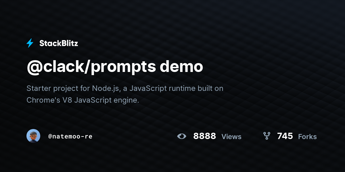 @clack/prompts demo - StackBlitz